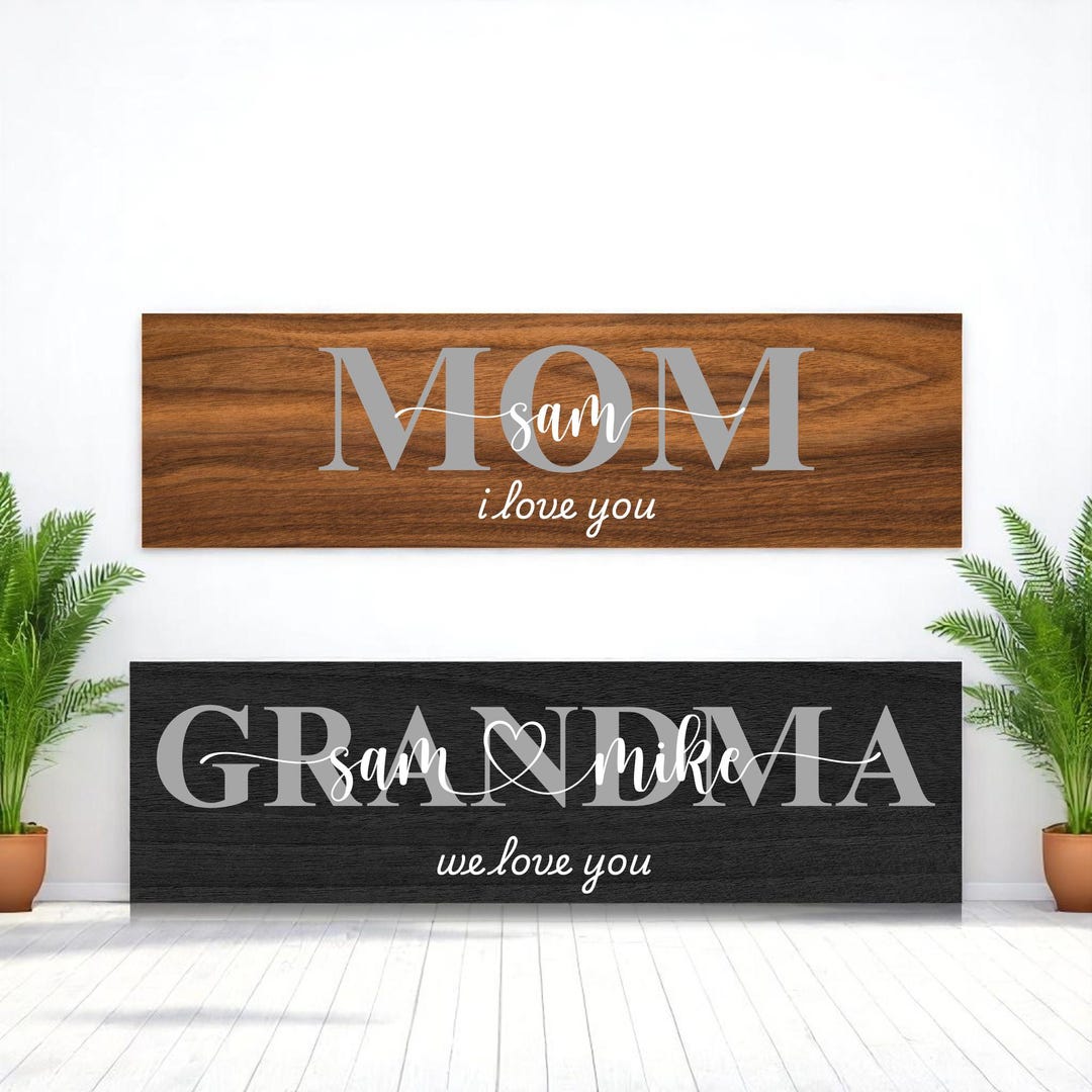 Mom We Love You Sign With Kids Names, Personalized Mom Sign, New Mom ...