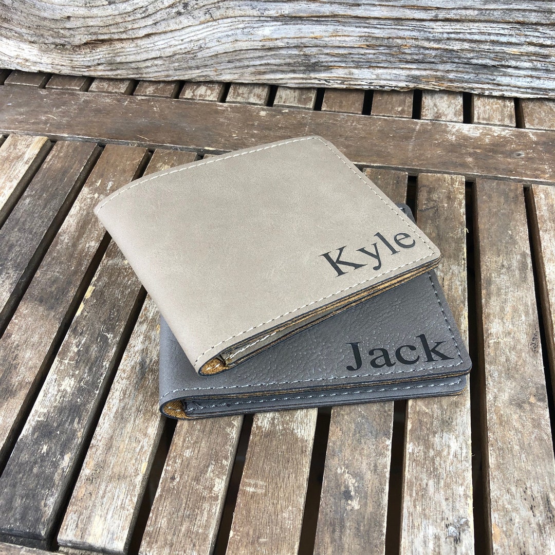 Engraved Men's Wallet, Custom Monogrammed Wallet, Bifold Slim Wallet ...