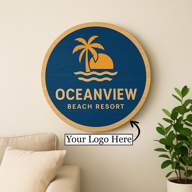 Custom Round Wood Logo Sign • UV Printed • Upload Your Exact Logo • Pro ...