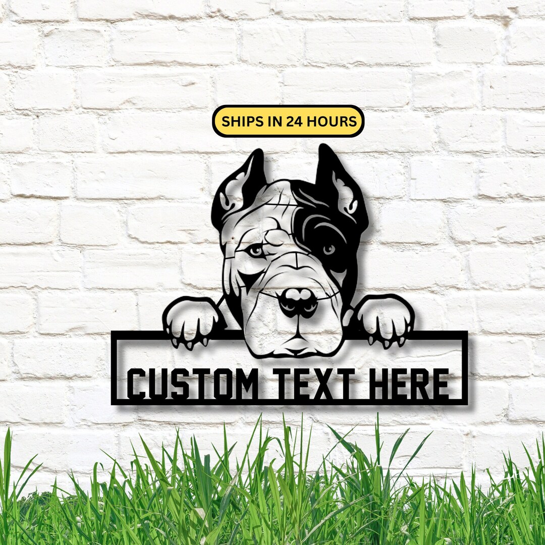 Pit Bull Dog Metal Sign, Personalized Dog Sign, Dog Monogram, Custom ...