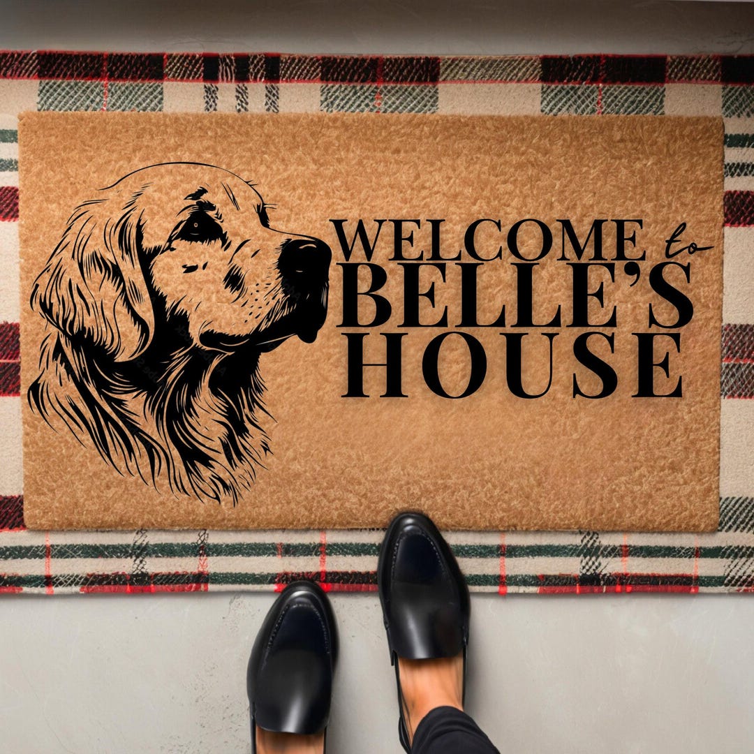 CUSTOM Welcome Golden Retriever Name Doormat, Funny Dog Doormat, Custom ...