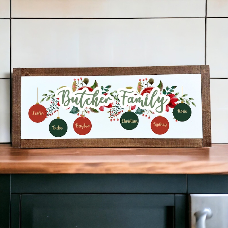 Custom Family Christmas Sign • Personalized Ornament Name Sign Holiday ...