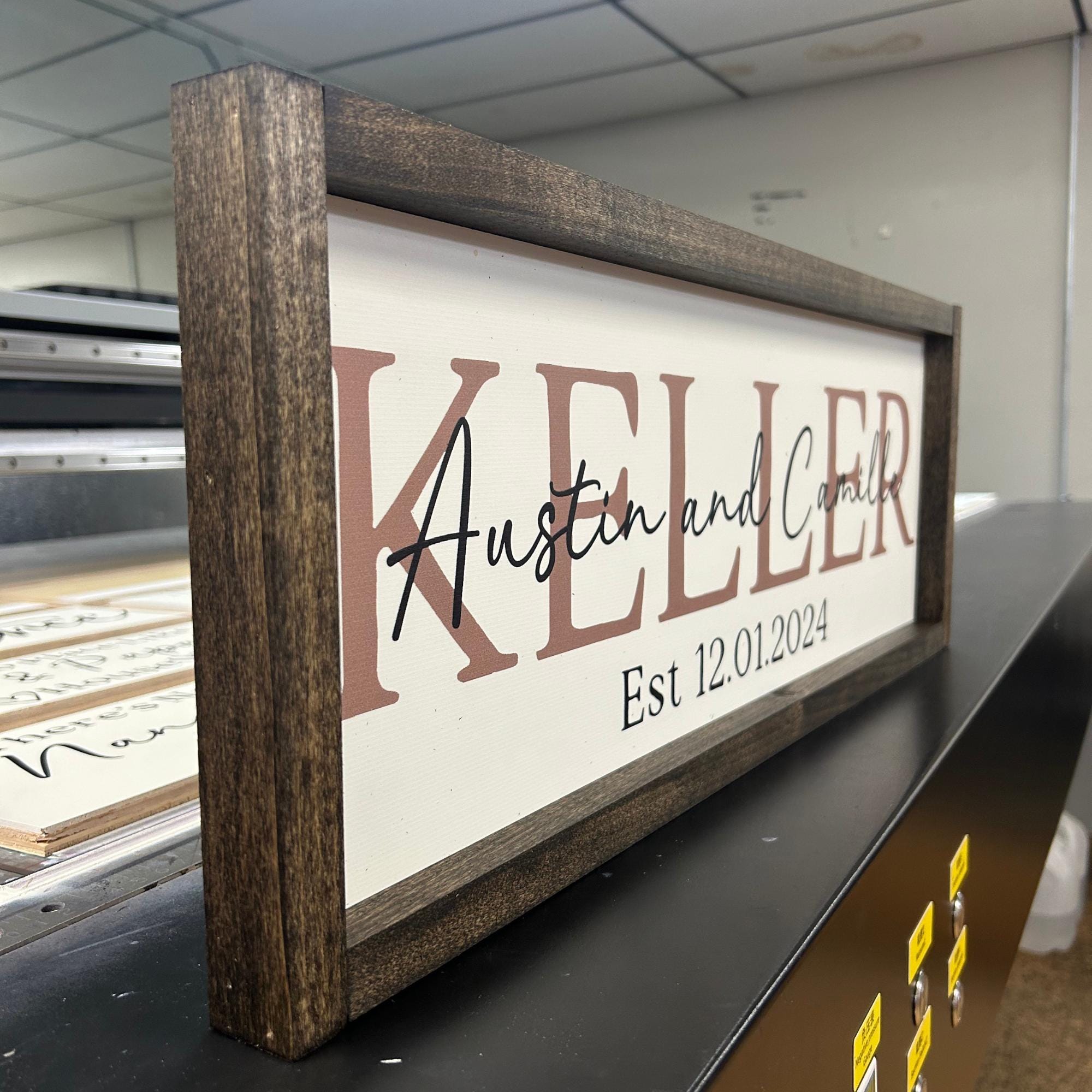 Custom Christmas Family Name Wood Sign - Personalized Rustic Holiday ...