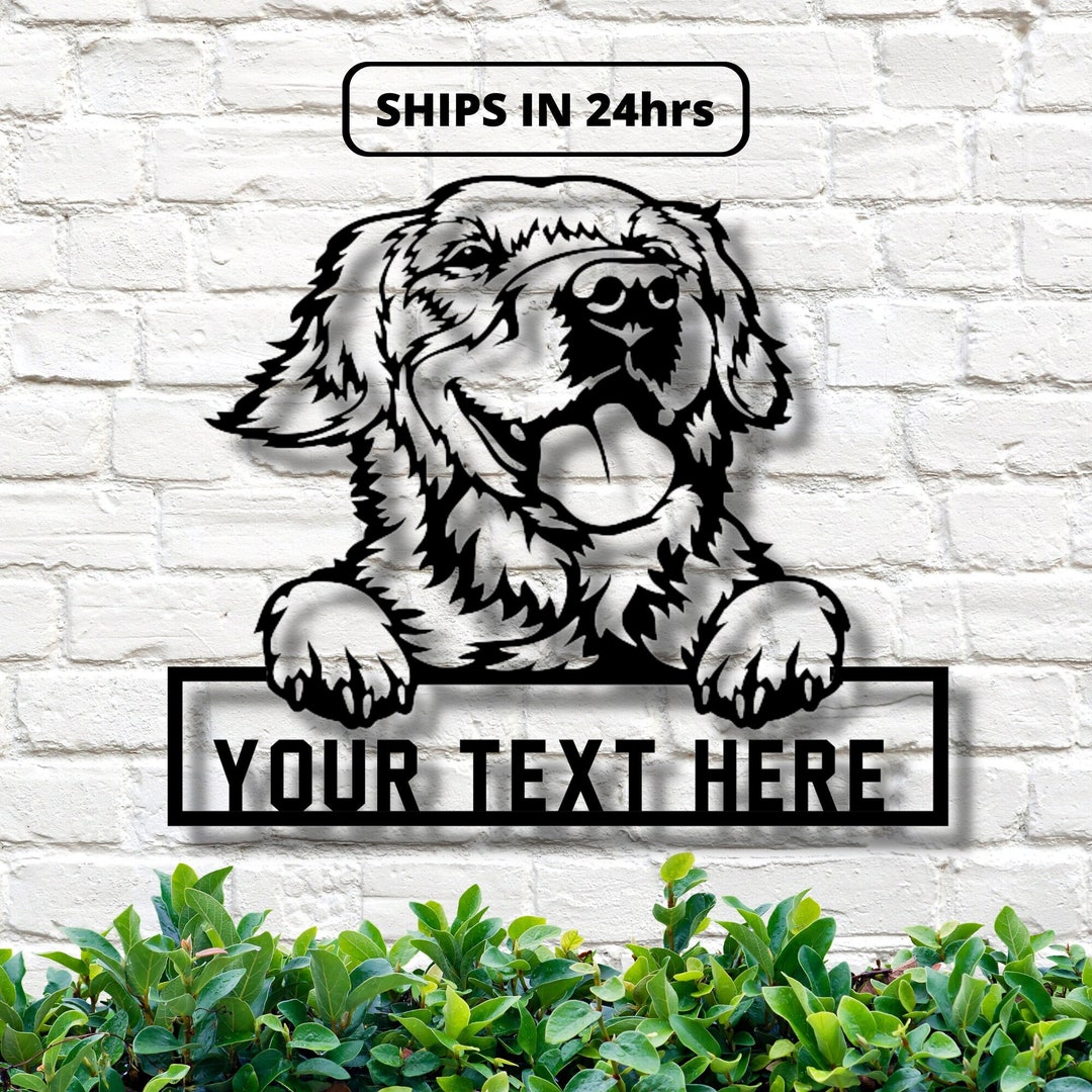 Golden Retriever Dog Metal Sign, Personalized Dog Sign, Dog Monogram ...