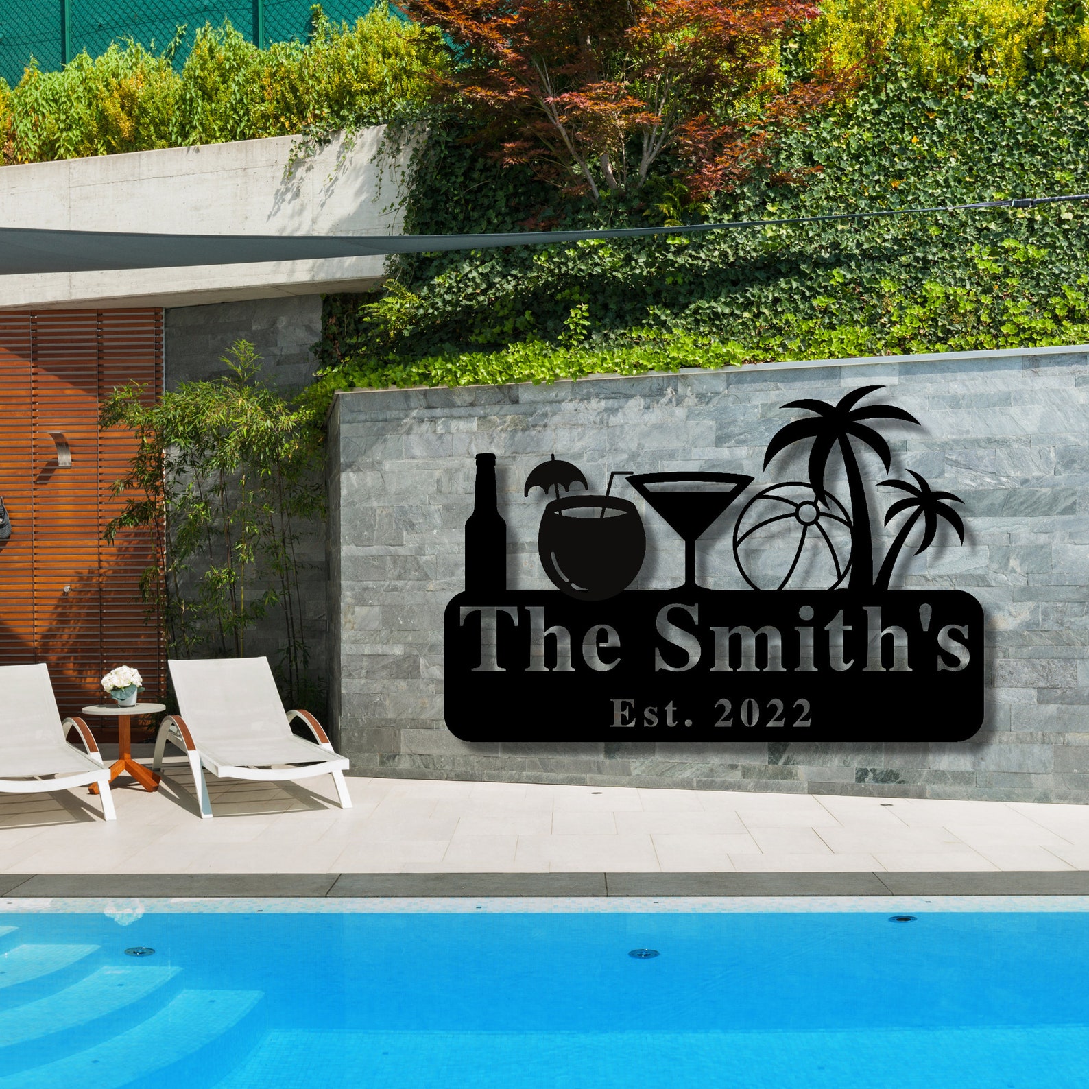 Metal Poolside Outdoor Oasis Sign-metal Swimming Pool Sign-metal ...