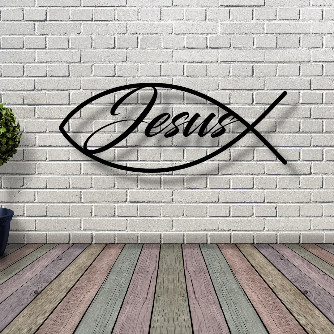 Custom Metal Jesus Sign, Jesus Fish Metal Sign, Personalized Couple ...