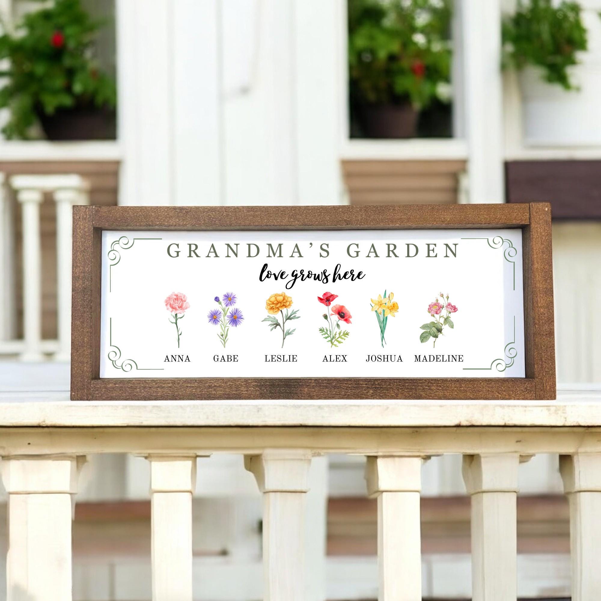Framed Birth Month Flowers Sign, Grandma's Flower Garden Sign, Mom's ...