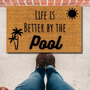 Personalized Pool Door Mat - Custom Name Pool Mat - Summer Vibes ...