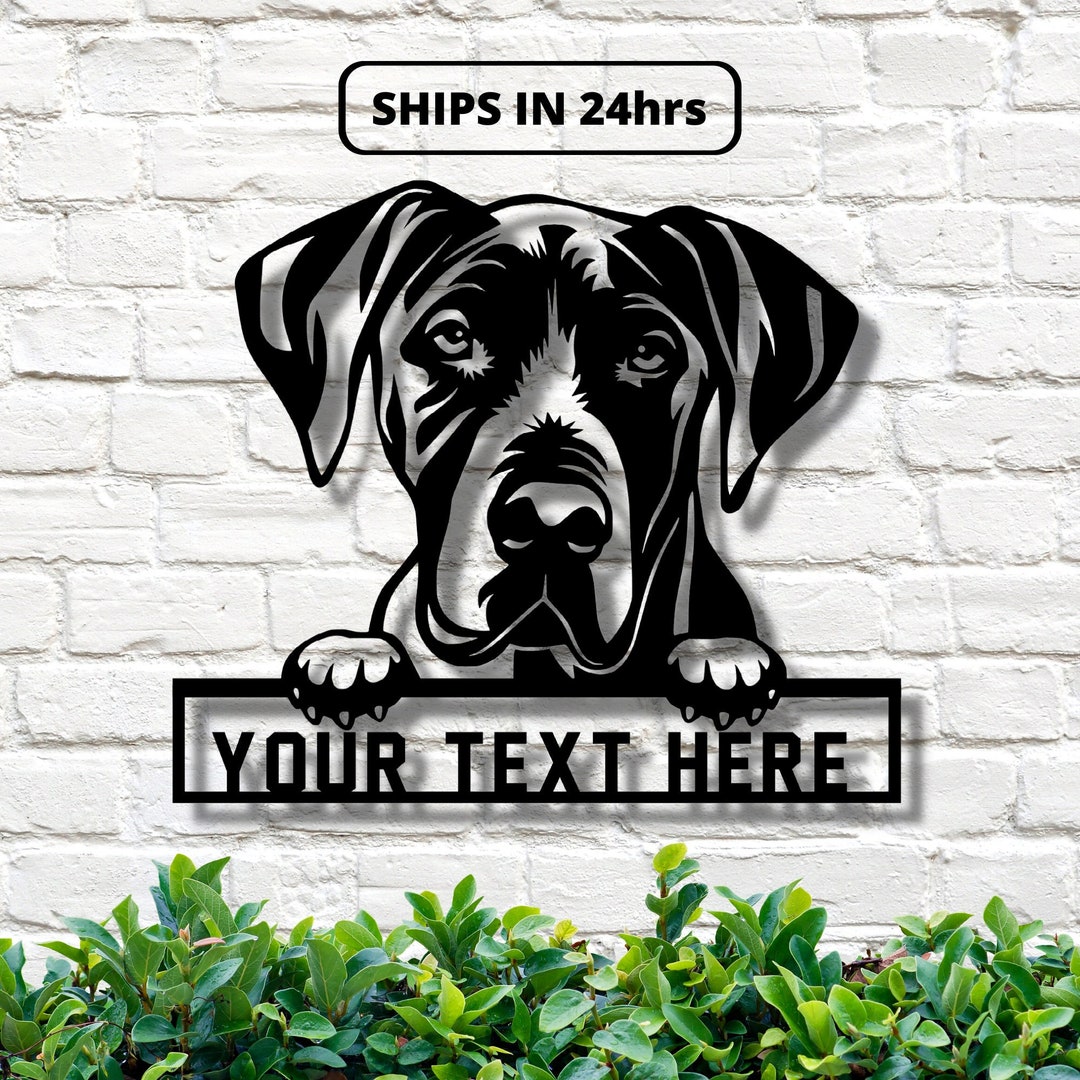 Great Dane Dog Metal Sign, Personalized Great Dane Sign, Dog Monogram ...