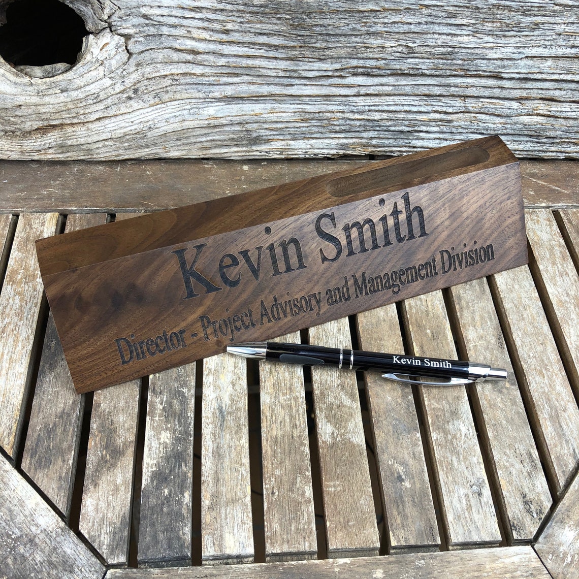 Desk Name Plate Custom Name Wedge Personalized Wood Desk - Etsy