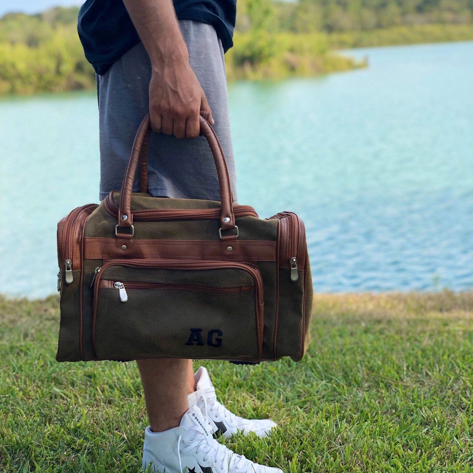 Leather Weekender Leather Travel Bag Leather Duffle Bag | Etsy