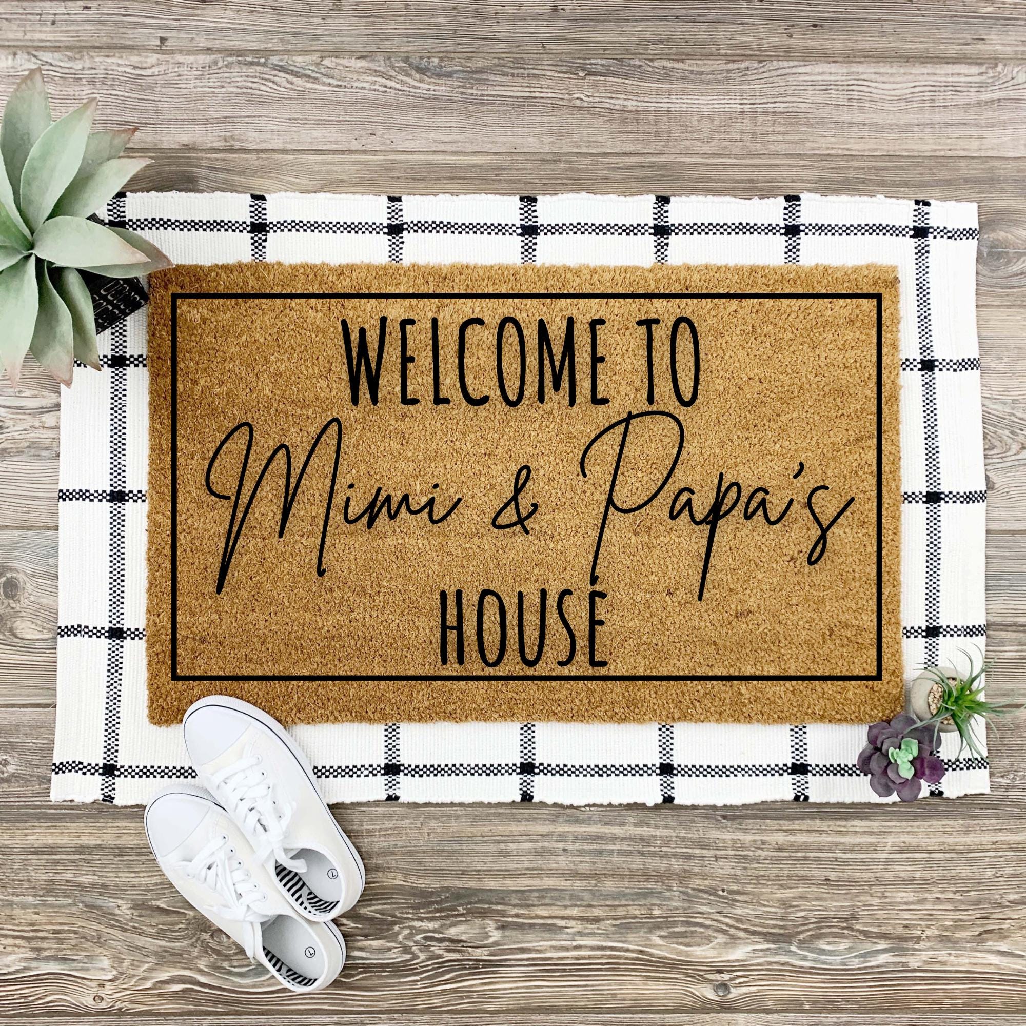 Welcome to Mimi and Papa's House Doormat, Personalized Doormat ...