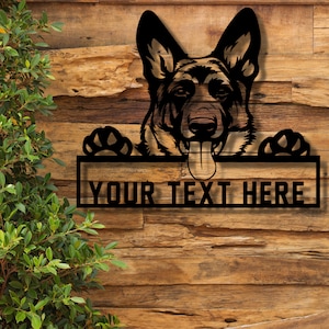 German Shepherd Dog Metal Sign, Personalized Dog Sign, Dog Monogram ...