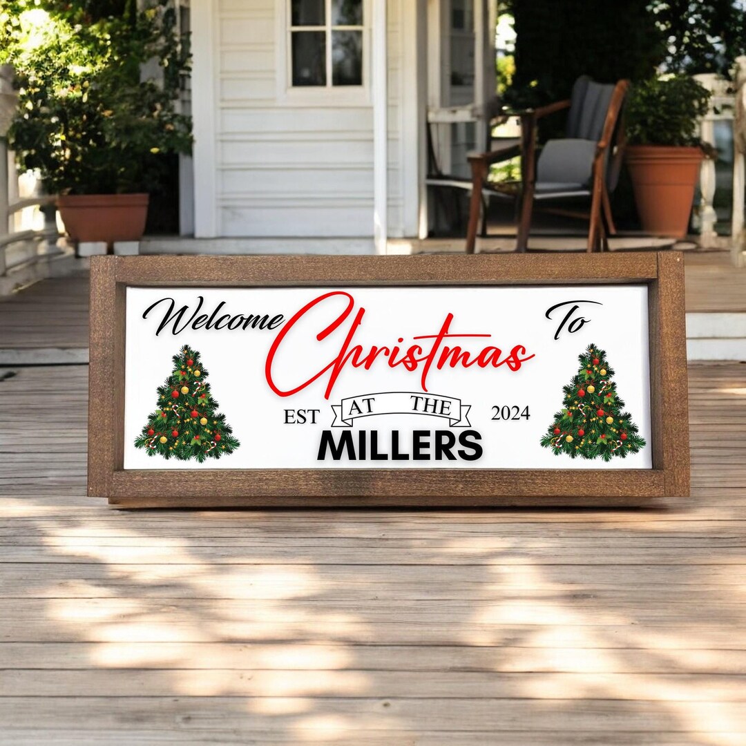 Welcome to Christmas at the Sign Personalized Custom Family Name Sign ...