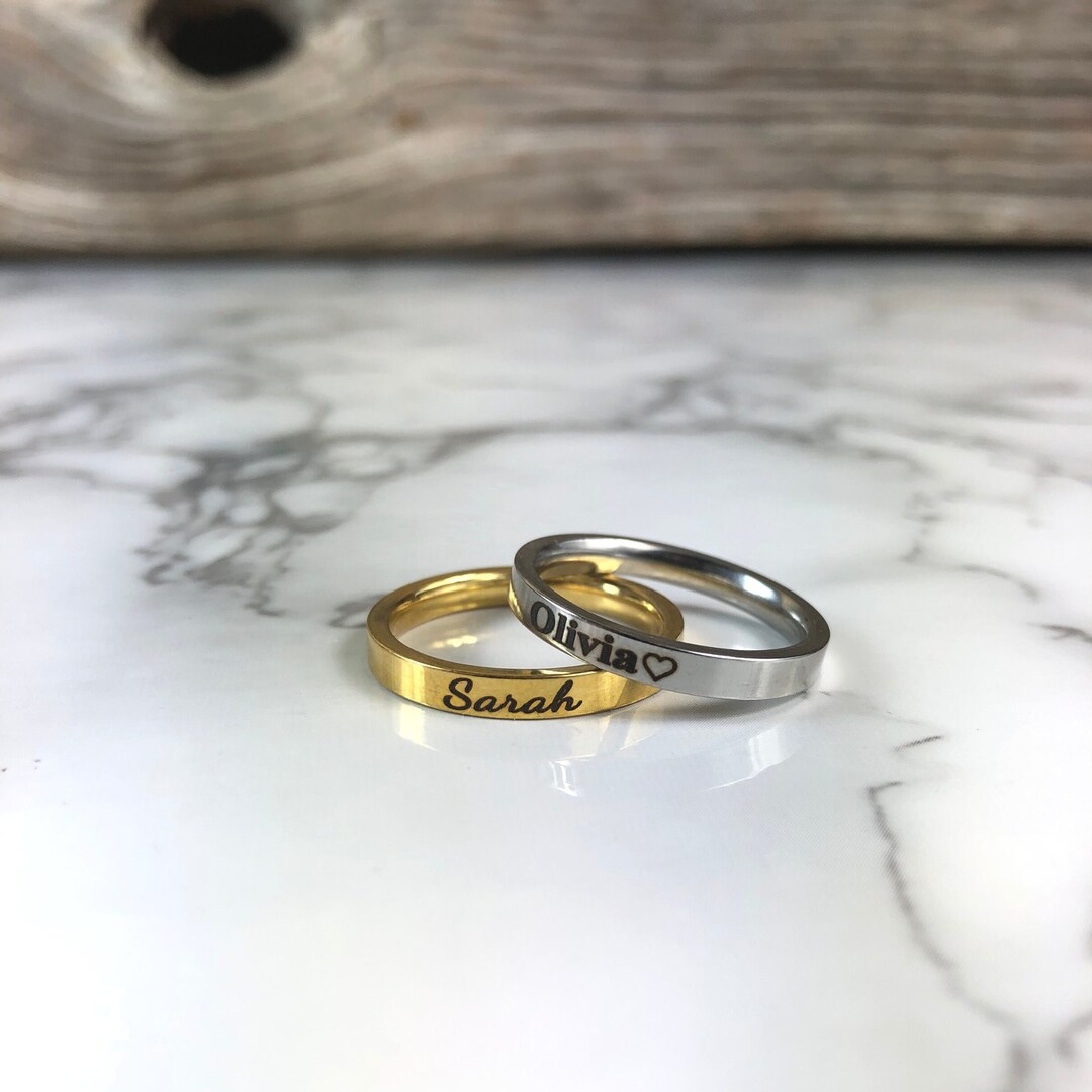 Personalized Engraved Ring for Her Custom Name Ring Stacking Ring ...