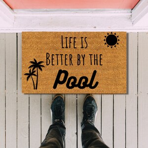 Personalized Pool Door Mat - Custom Name Pool Mat - Summer Vibes ...