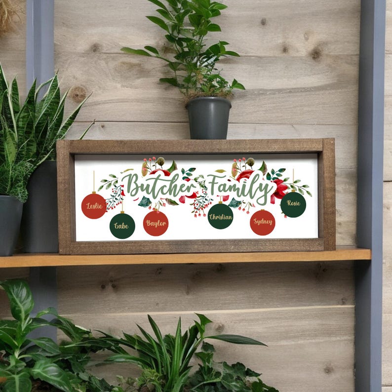 Custom Family Christmas Sign • Personalized Ornament Name Sign Holiday ...