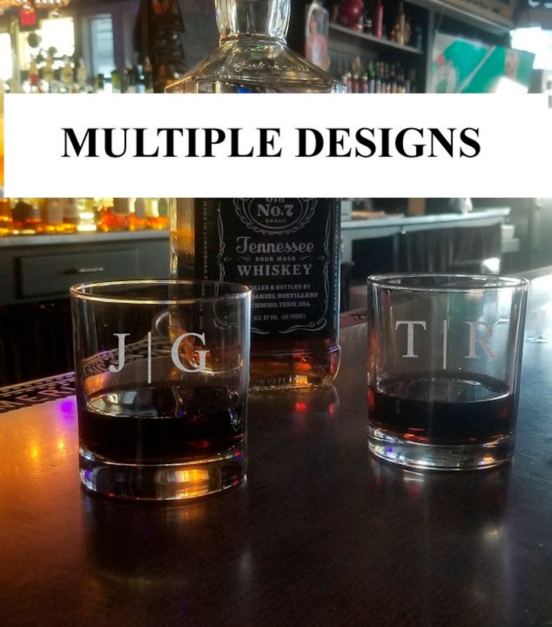Custom Whiskey Glass Monogrammed Whiskey Glasses Rocks Glasses