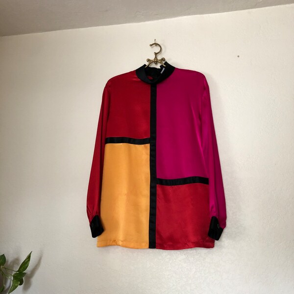Color Block Blouse - Etsy