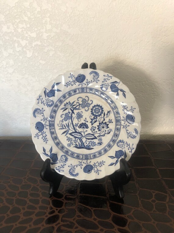 Vintage Blue and White Blue Nordic Ceramic Ironstone Plate - Etsy