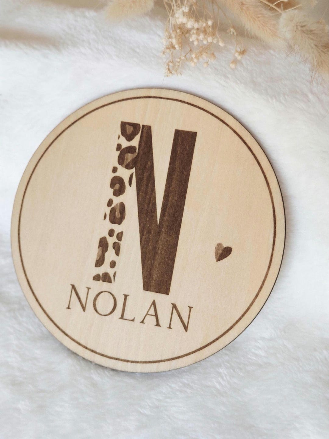 Wooden Welcome Disc Card With Leopard Print Design, Customizable With ...