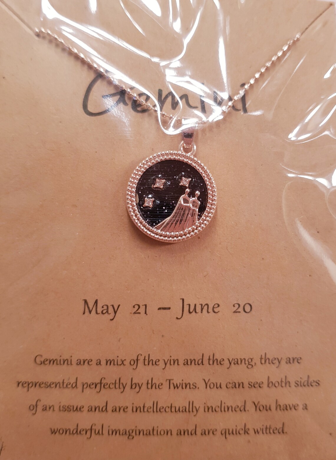 Gemini Zodiac Sign Pendant and Necklace Chain Constellation - Etsy UK