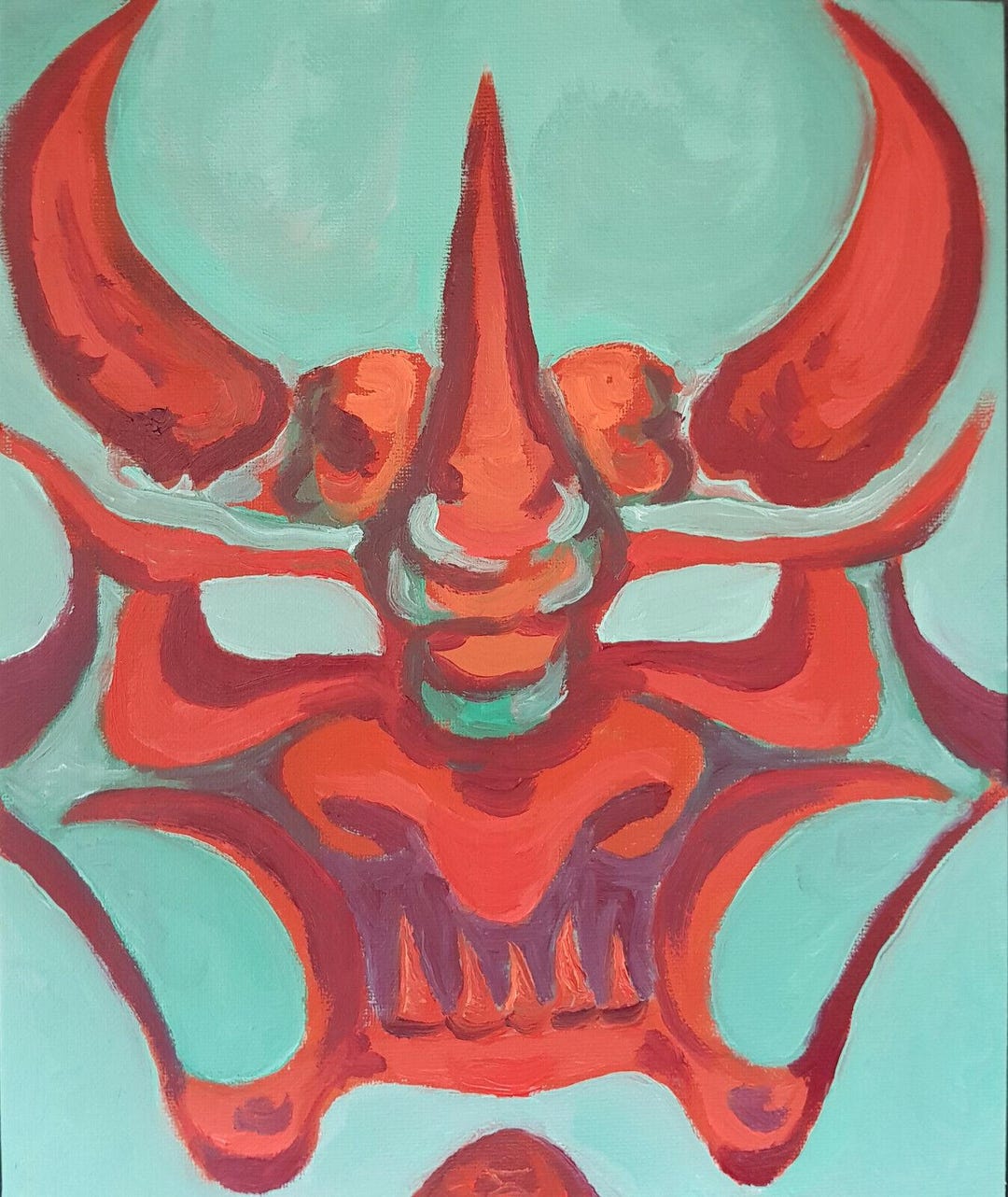 Oil Painting Canvas Japanese Yokai Akuma Monster Devil Demon Fantasy ...