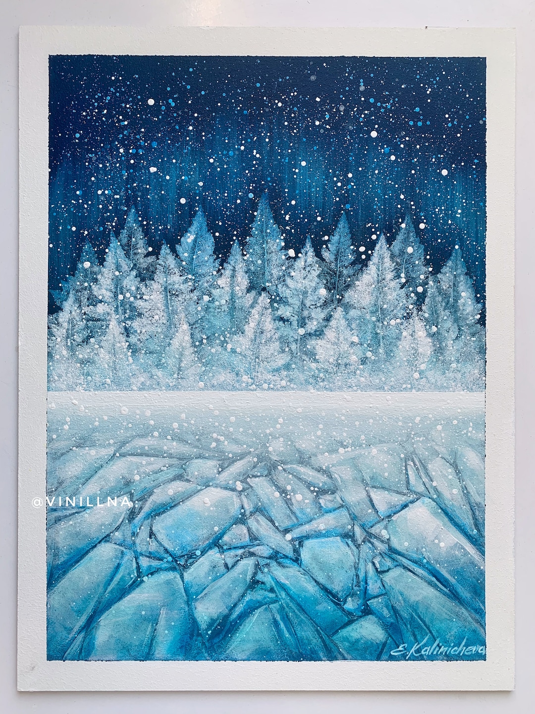 Winter Wonderland Painting Botanical Snowy Forest Painting Snowy ...