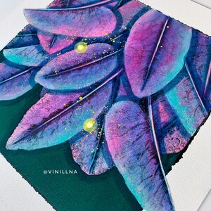 Magic Leaves Painting Pink Purple Blue Painting Cosmic Flowers Painting ...