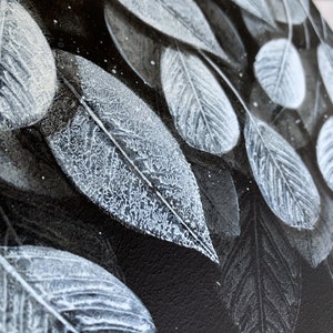 Black and White Spring Leaves Print on Cardboard - Etsy