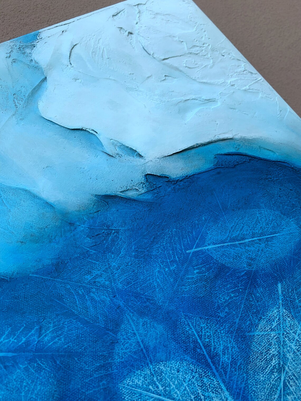 Texture Ocean Leaves Painting on Canvas Abstract Landscape - Etsy