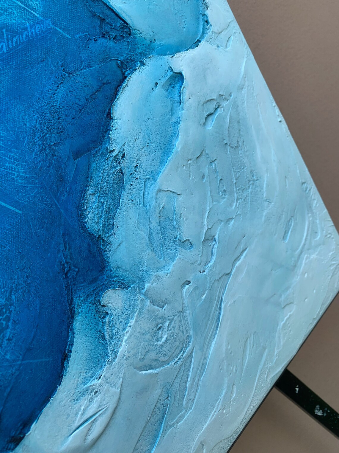 Texture Ocean Leaves Painting on Canvas Abstract Landscape - Etsy