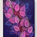 Galaxy Leaves Painting Purple Pink Leaves Painting Cosmic Painting Gold ...