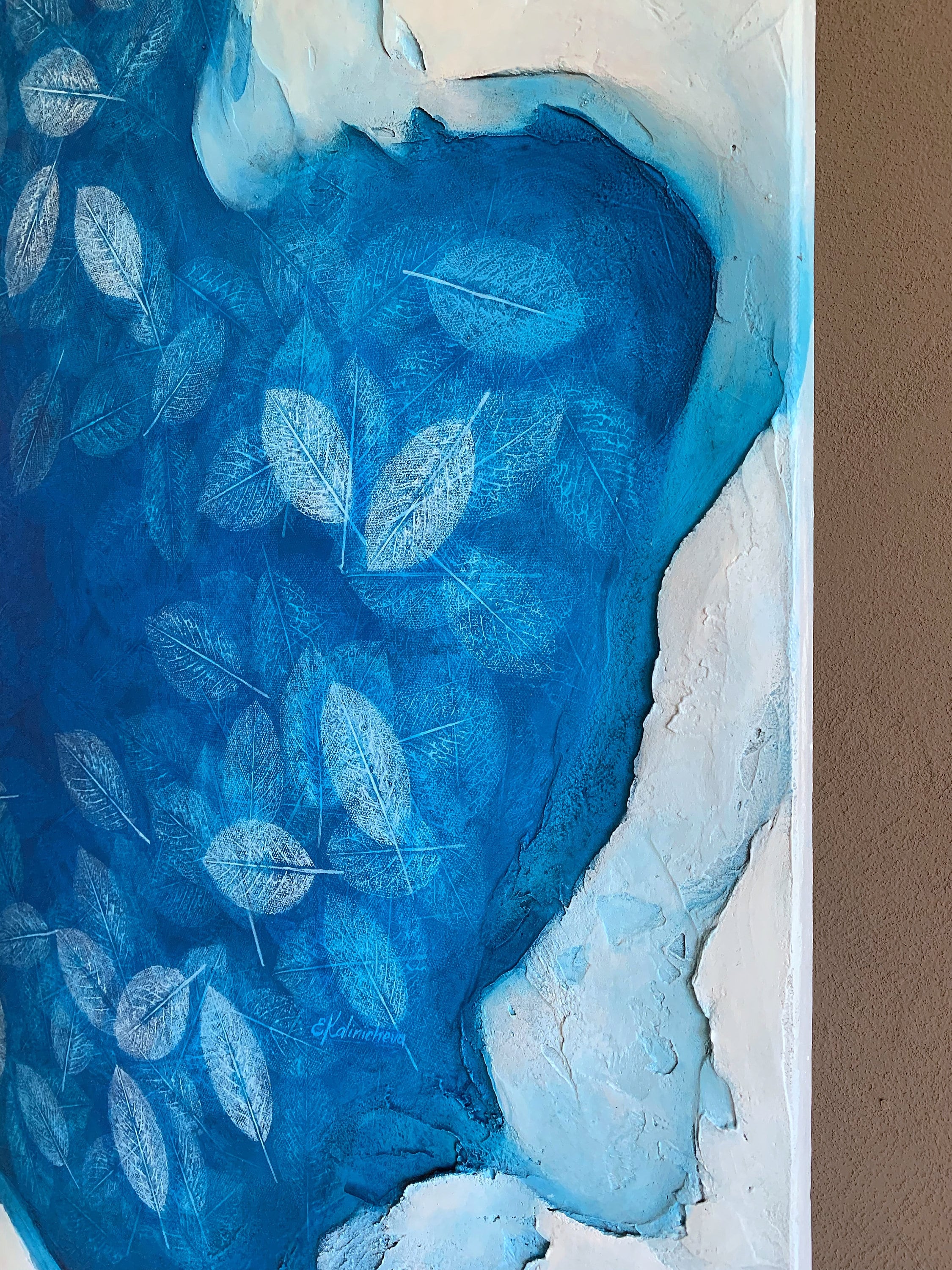 Texture Ocean Leaves Painting on Canvas Abstract Landscape - Etsy