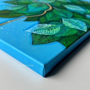 A Lightning Painting Depth Green Leaves Painting Golden Line Painting ...