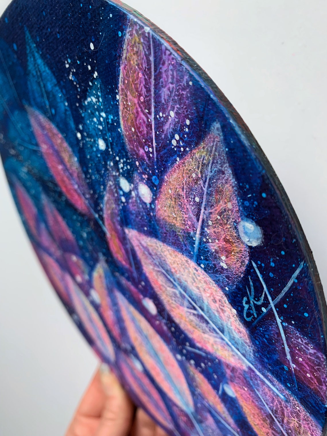 Cosmic Leaves Painting Natural Leaves Painting on Canvas Board - Etsy