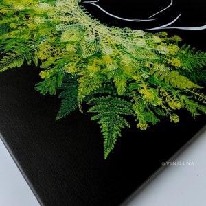 Spring Girl Nymph Painting Botanical Painting Green Yellow Leaves ...