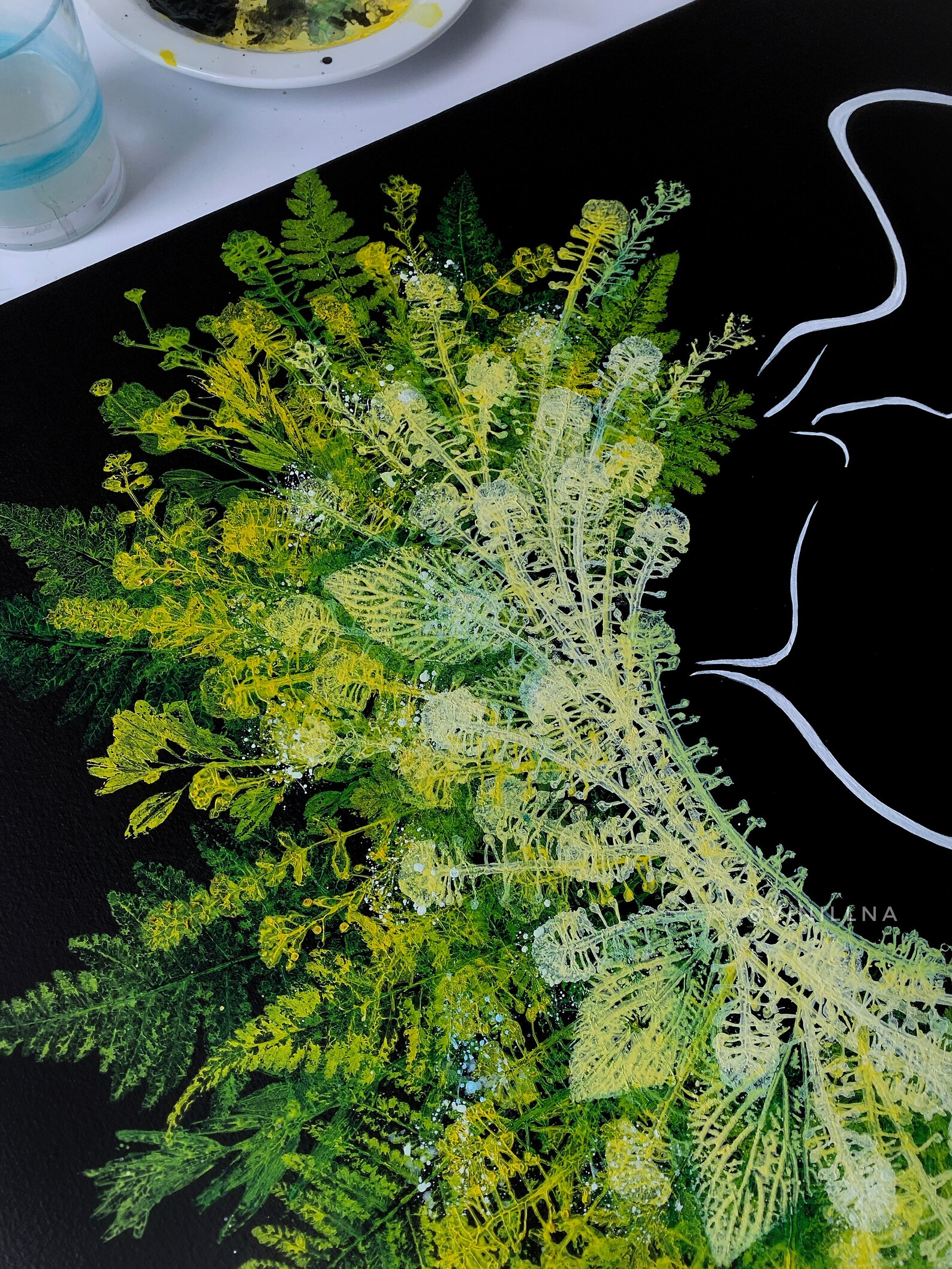 Spring Girl Nymph Painting Botanical Painting Green Yellow - Etsy