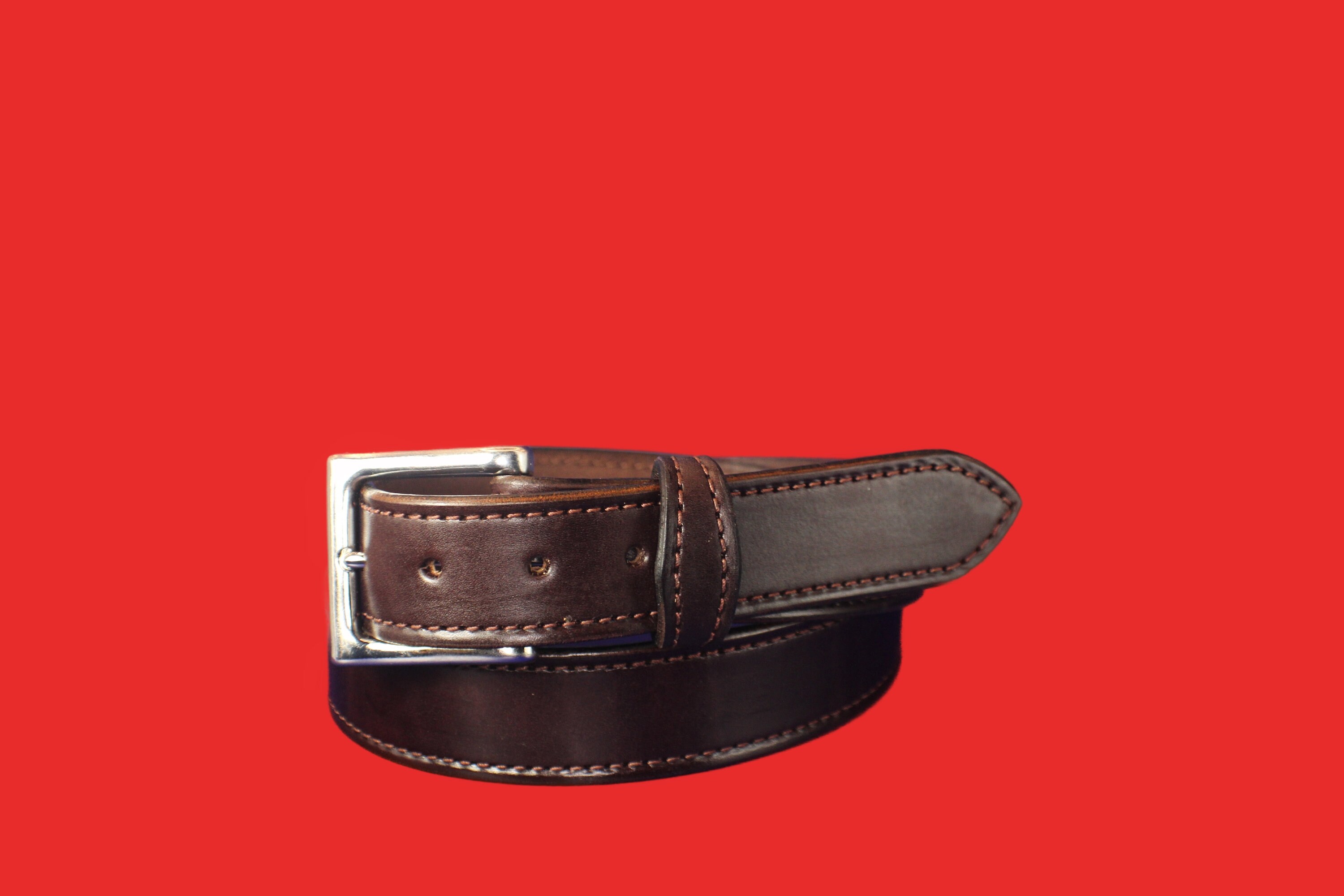 LEATHER BELT, HANDCRAFTED, Herman Oak English Bridle Leather Sewed and ...