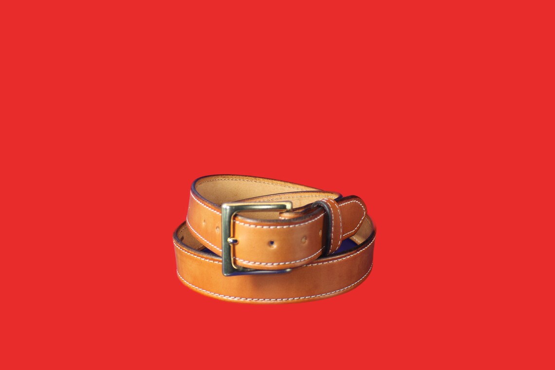 LEATHER BELT, HANDCRAFTED, Herman Oak English Bridle Leather Sewed and ...
