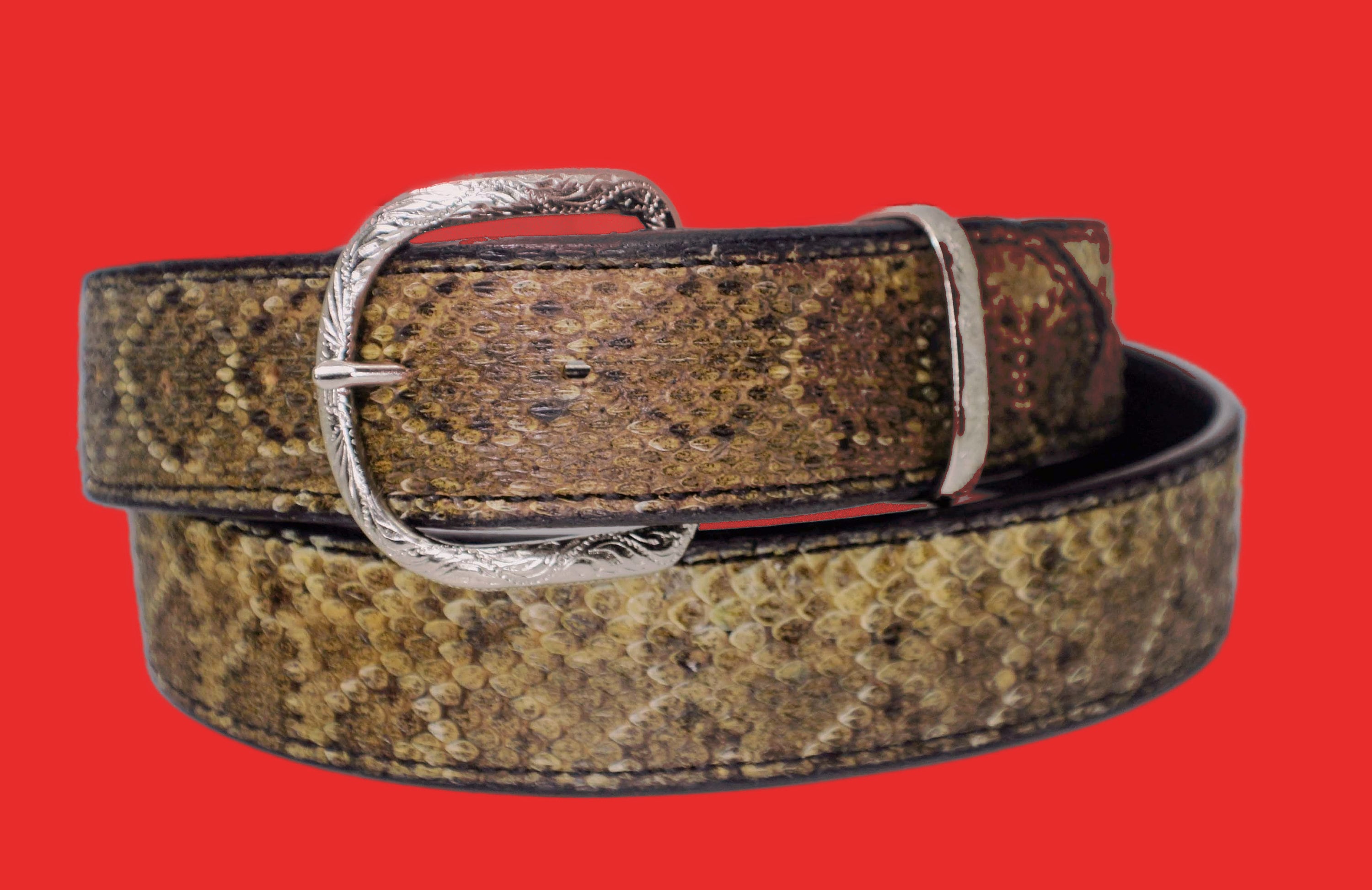 Genuine Rattle Snake Belt With Engraved Silver Color Buckle and Loop - Etsy