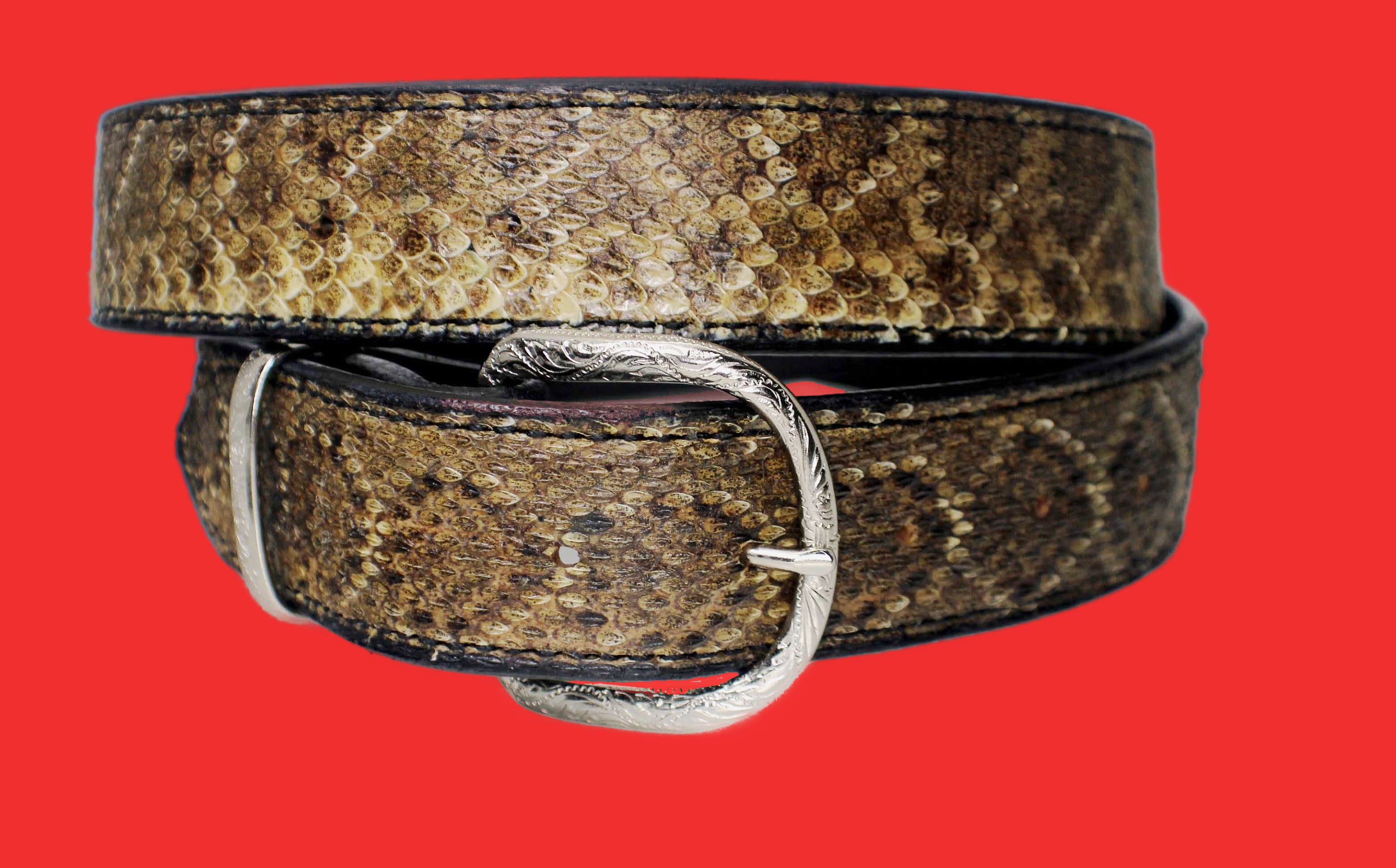 Genuine Rattle Snake Belt With Engraved Silver Color Buckle and Loop - Etsy