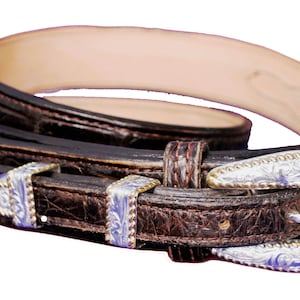 Alligator Ranger Belt Custom Handmade and Custom Silver 4 Piece Buckle ...