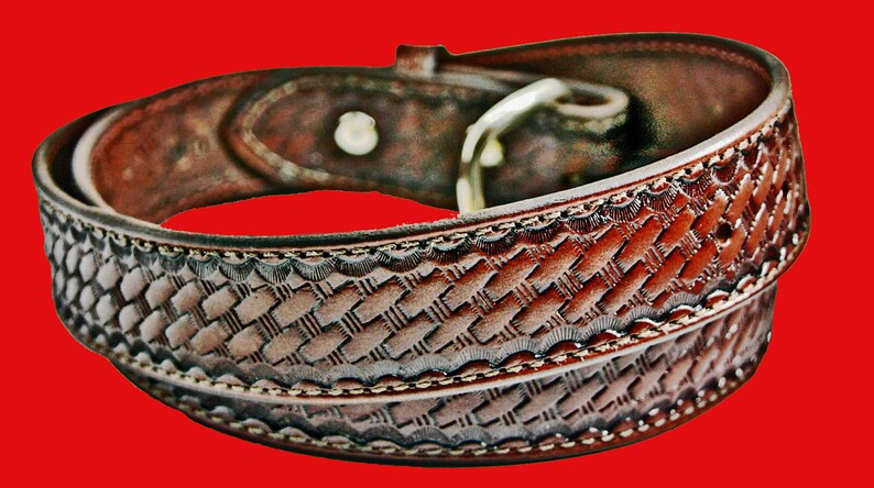 Belt Leather Custom Handcrafted 1-1/4" to 2" With Hi-lighted Basket ...