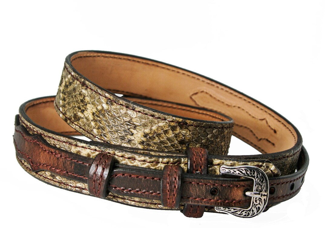 Genuine Rattle Snake Ranger Belt With Water Buffalo Billets - Etsy