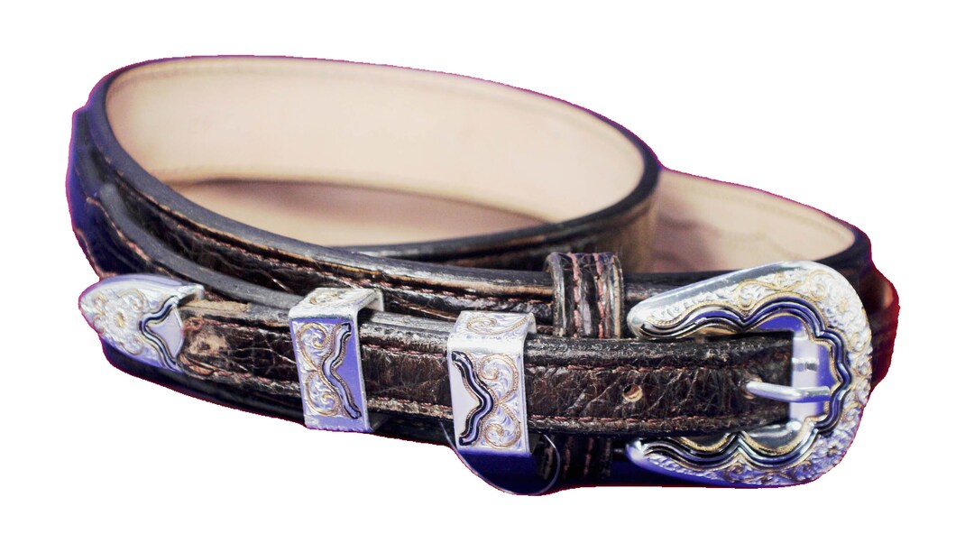 Alligator Ranger Belt Custom Handmade and Custom Silver 4-piece Buckle ...