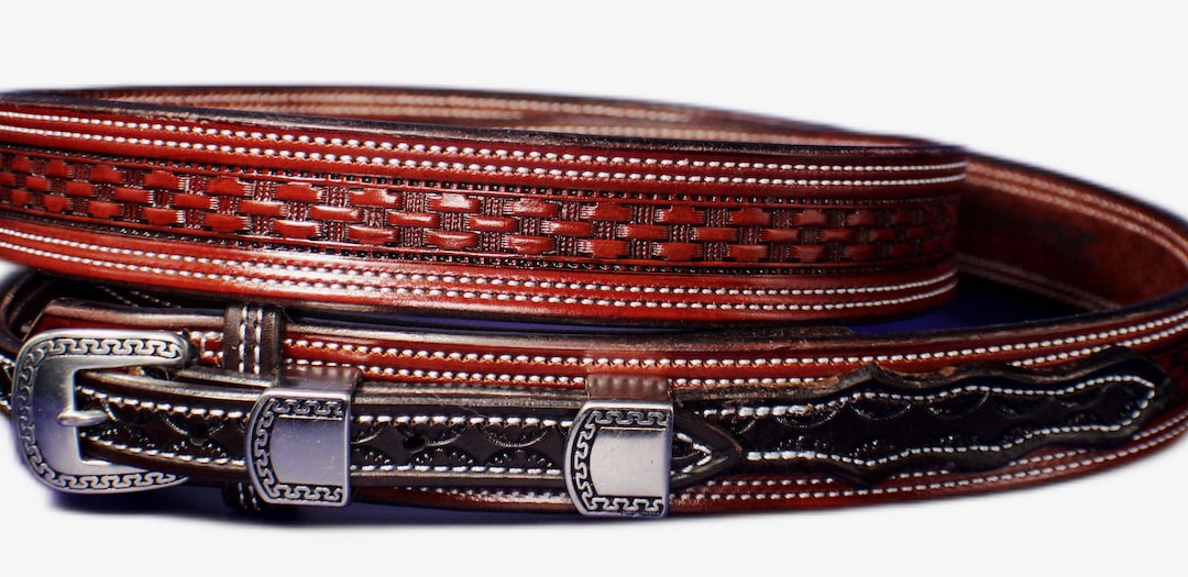 Leather Belts Men's CUSTOM HANDCRAFTED Ranger Two Toned 1 1/2"-1 3/4 ...