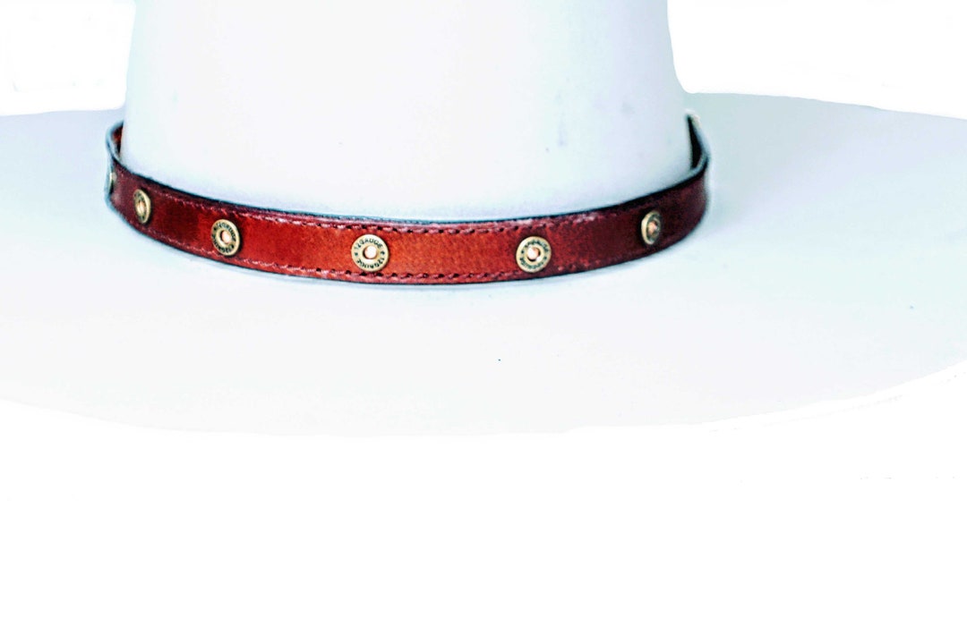 HAT BAND Western Cowboy Water Buffalo Leather With10 12GA Shell Caps - Etsy