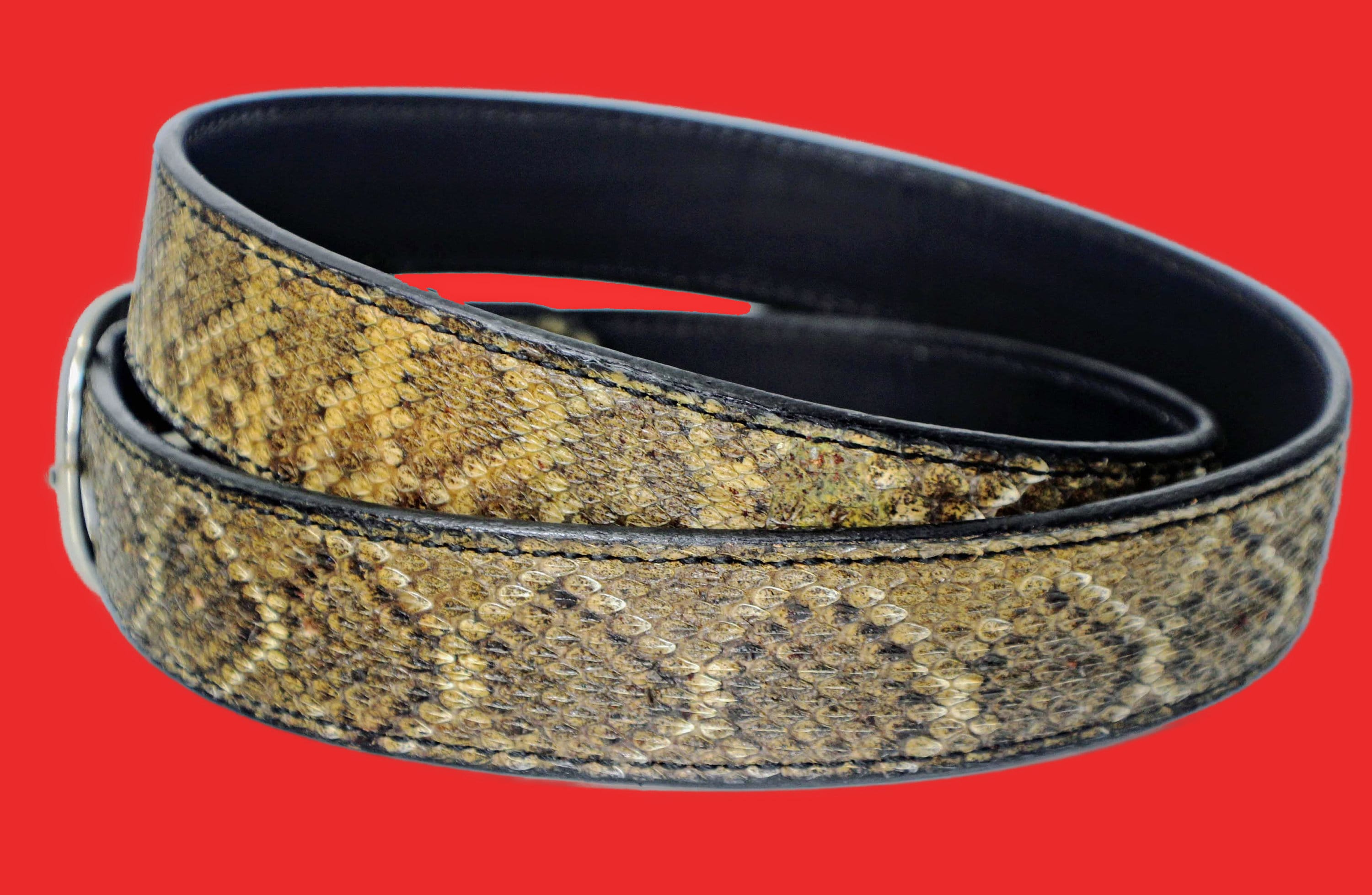 Genuine Rattle Snake Belt With Engraved Silver Color Buckle and Loop - Etsy