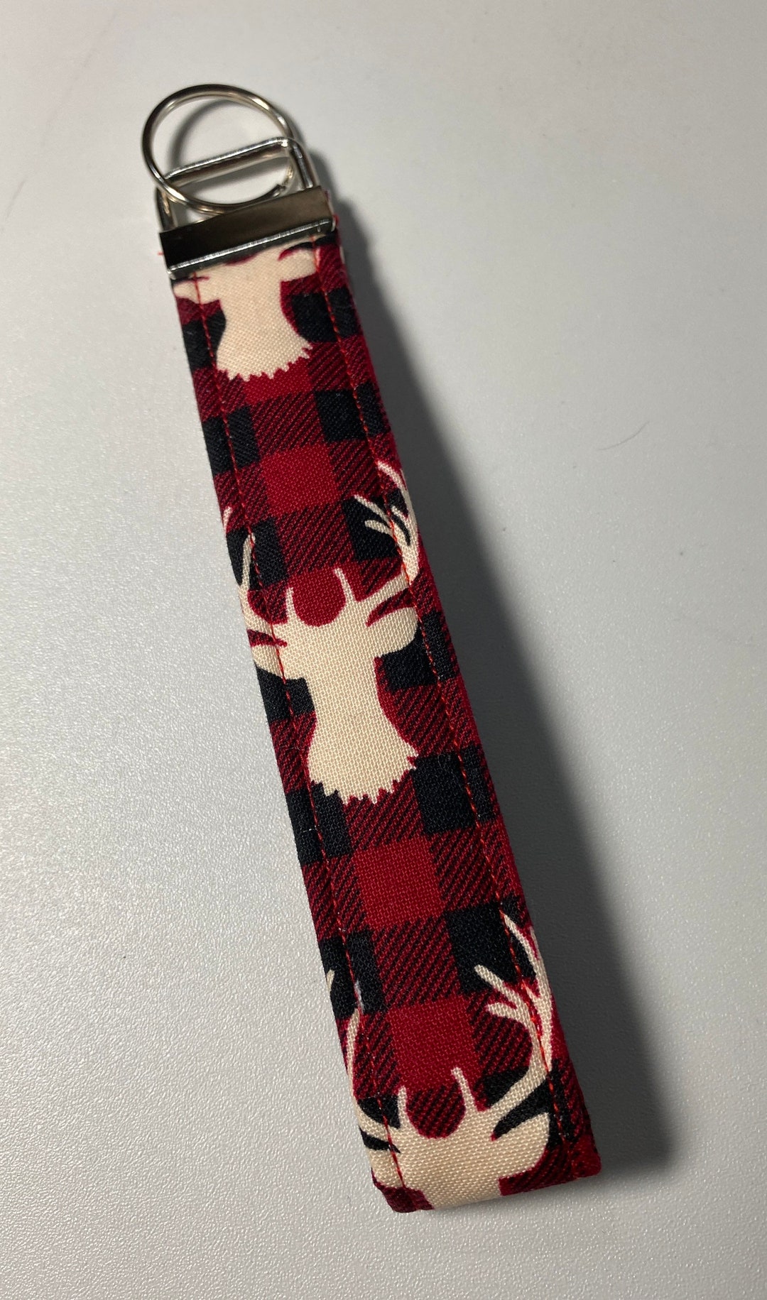 Buffalo Check Deer Key Fob - Etsy